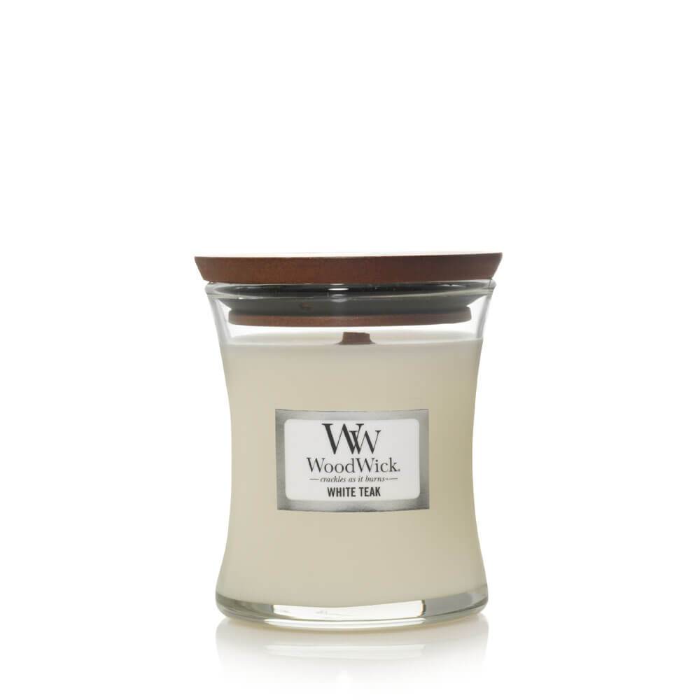Woodwick White Teak Small Jar Candle - Candles Direct