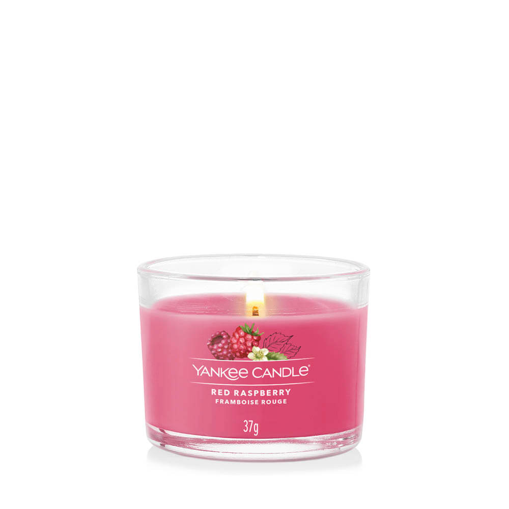 Yankee Candle Red Raspberry Glass Votive Candle