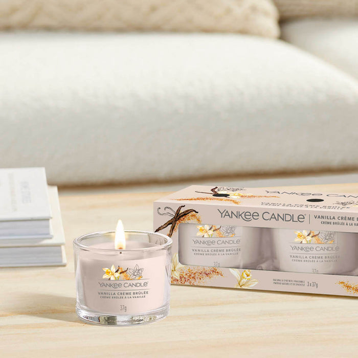 Yankee Candle Vanilla Creme Brulee Glass Votive Candle